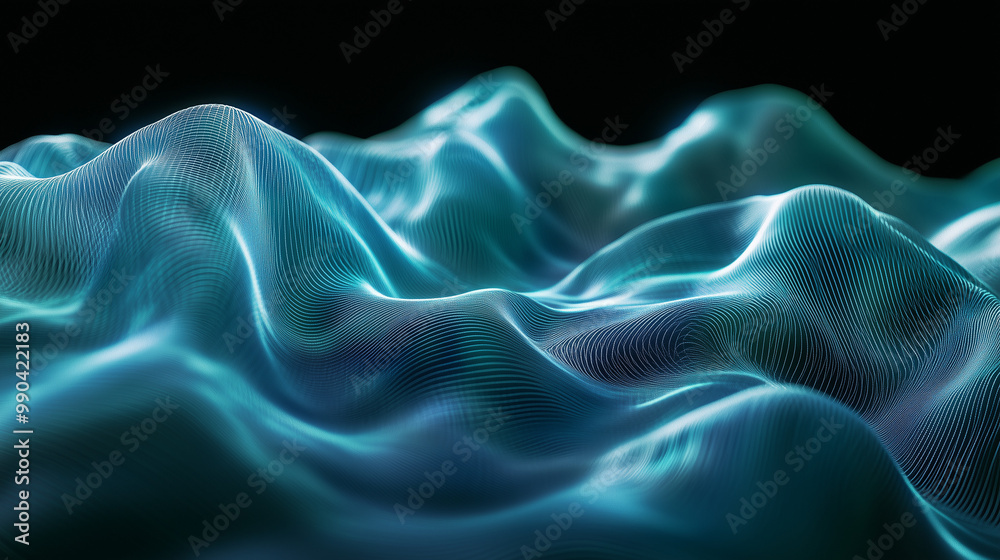 Abstract 3D printed visualization of sound waves, flowing and fluid ...