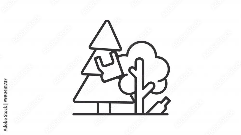 Forest pollution line animation. Animated plastic waste in forest icon ...