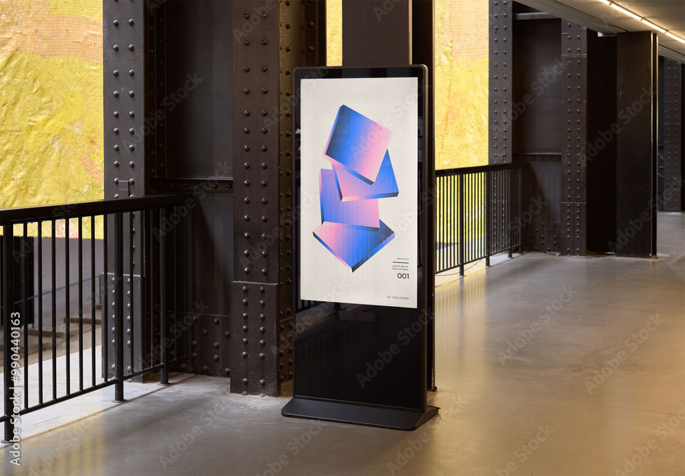Mockup Of Customizable Vertical Poster Inside Building Stock Template ...