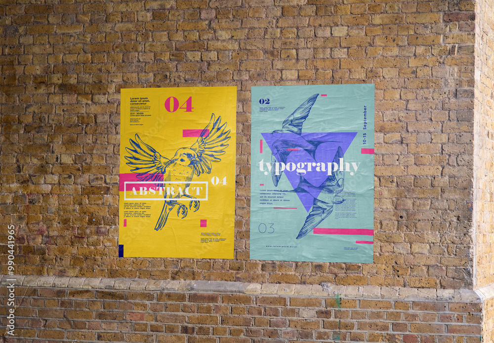 Mockup Of Two Customized Vertical Posters On Building Stock Template ...