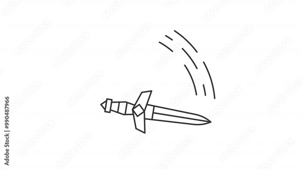 Animated medieval sword icon. Edge weapon line animation. Blade and ...