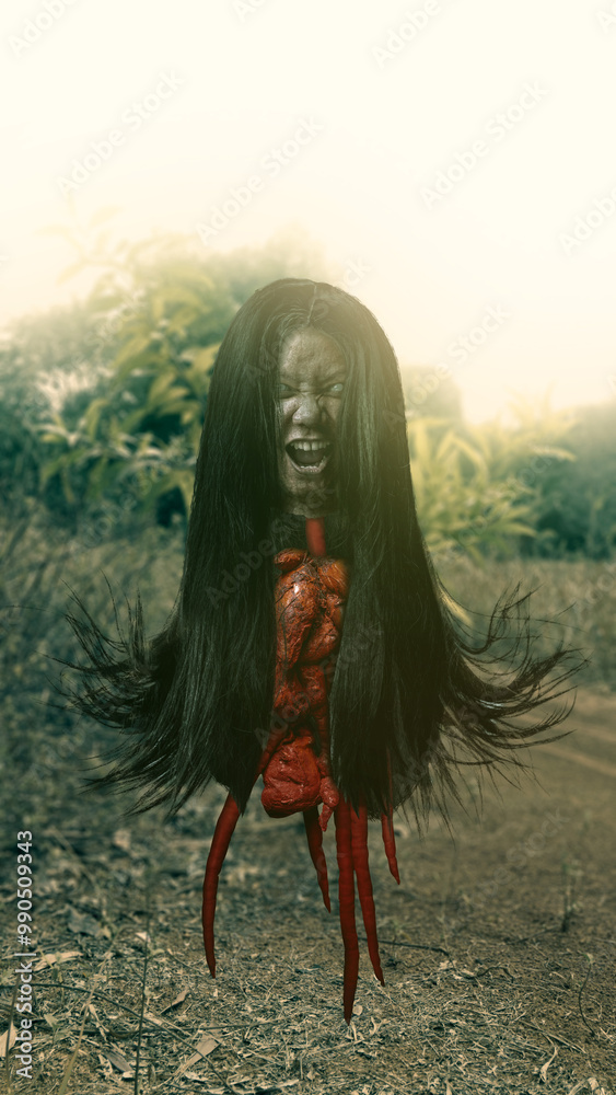 Kuyang, Kunyang, or Krasue ghost in a creepy and scary mood Stock Photo ...