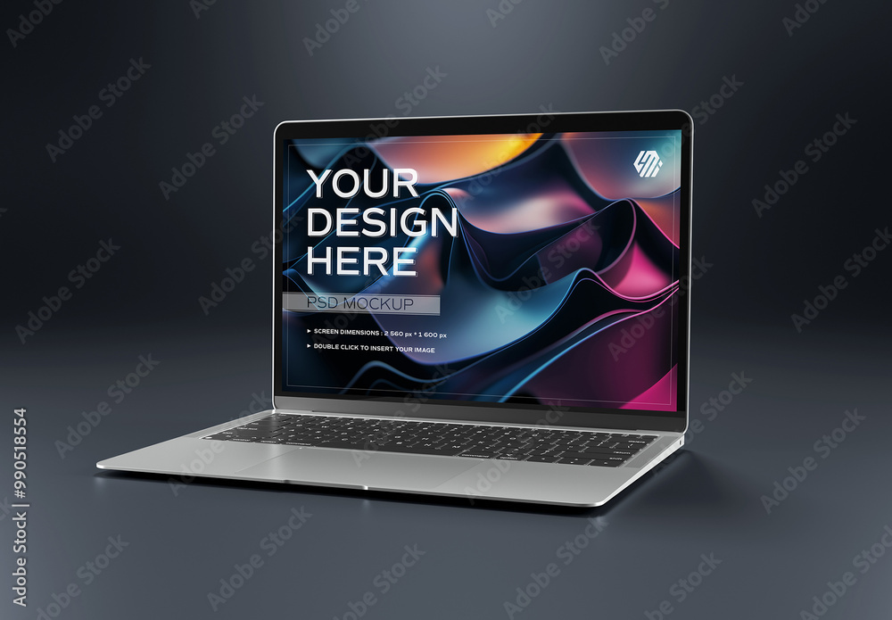 Laptop Computer Mockup On Black Background Stock Template | Adobe Stock
