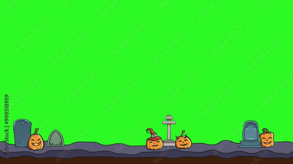 An isolated moving Halloween background animation on the green screen ...