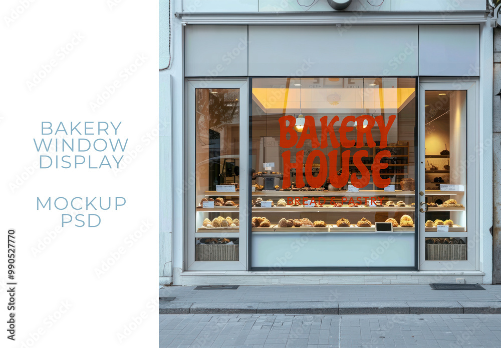 Bakery Shop Glass Window Storefront Display Mockup With Generative AI ...