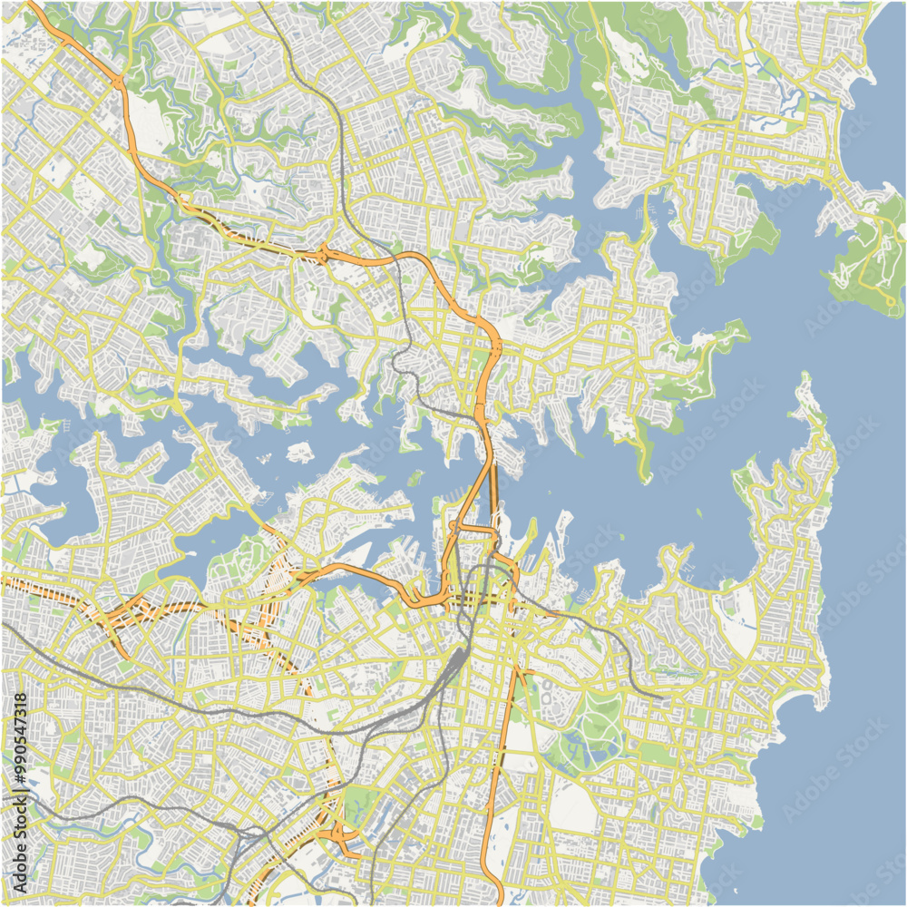 Fotografía Map of Sydney Harbour in Australia in a normal road map ...