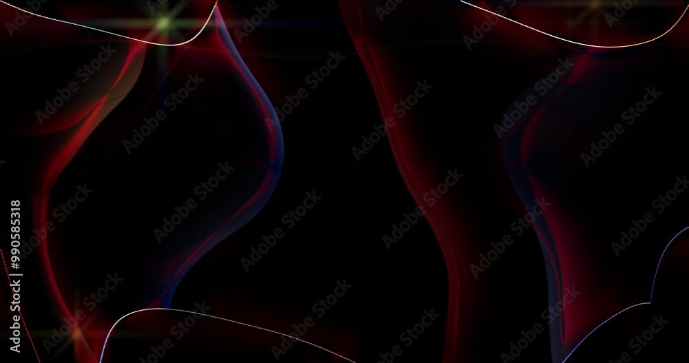 Wavy beams of light in red and blue shades and twinkling stars ...