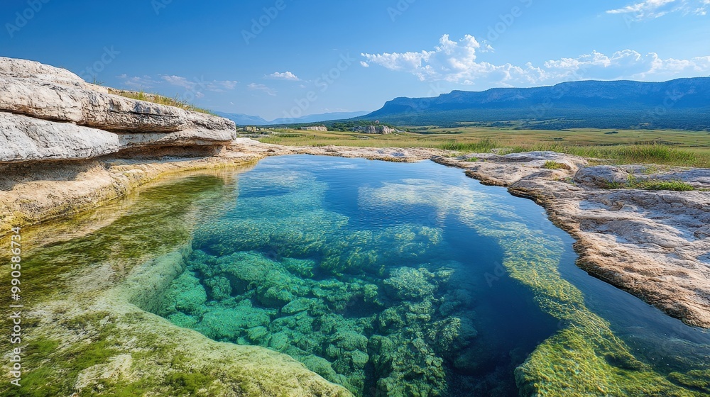 Water percolating through limestone into underground aquifers ...