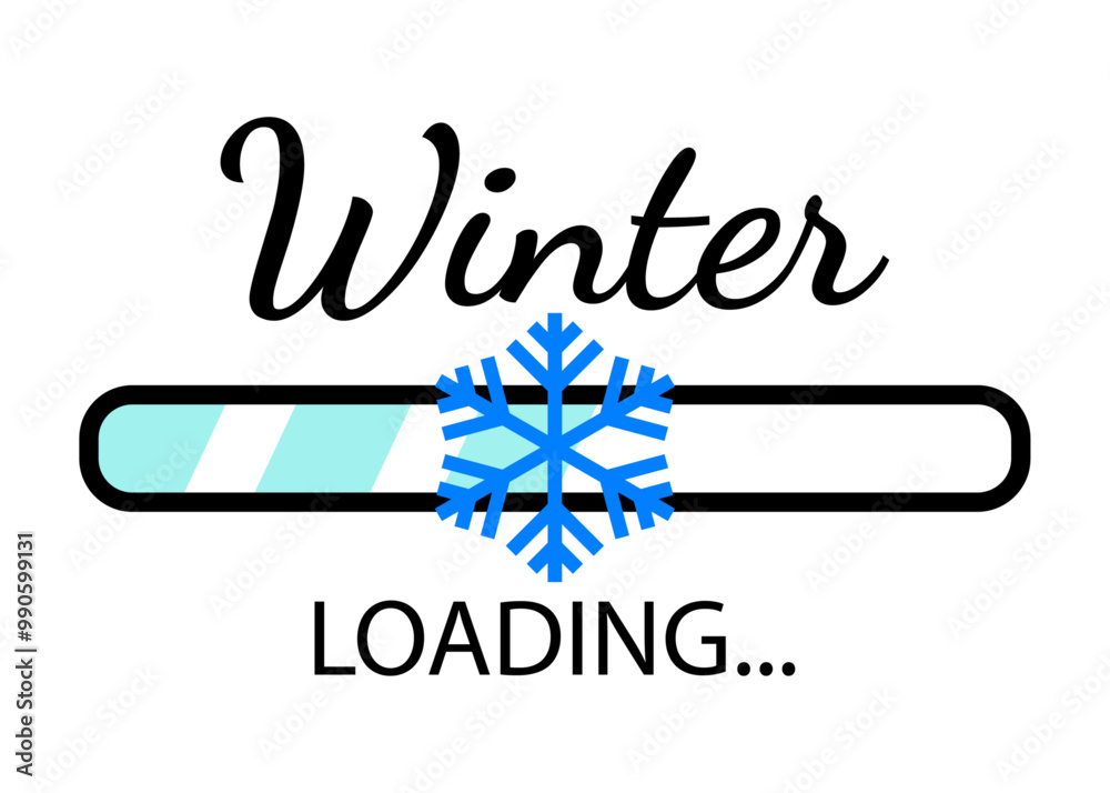 Logo con texto Winter Loading con barra de progreso con copo de nieve ...