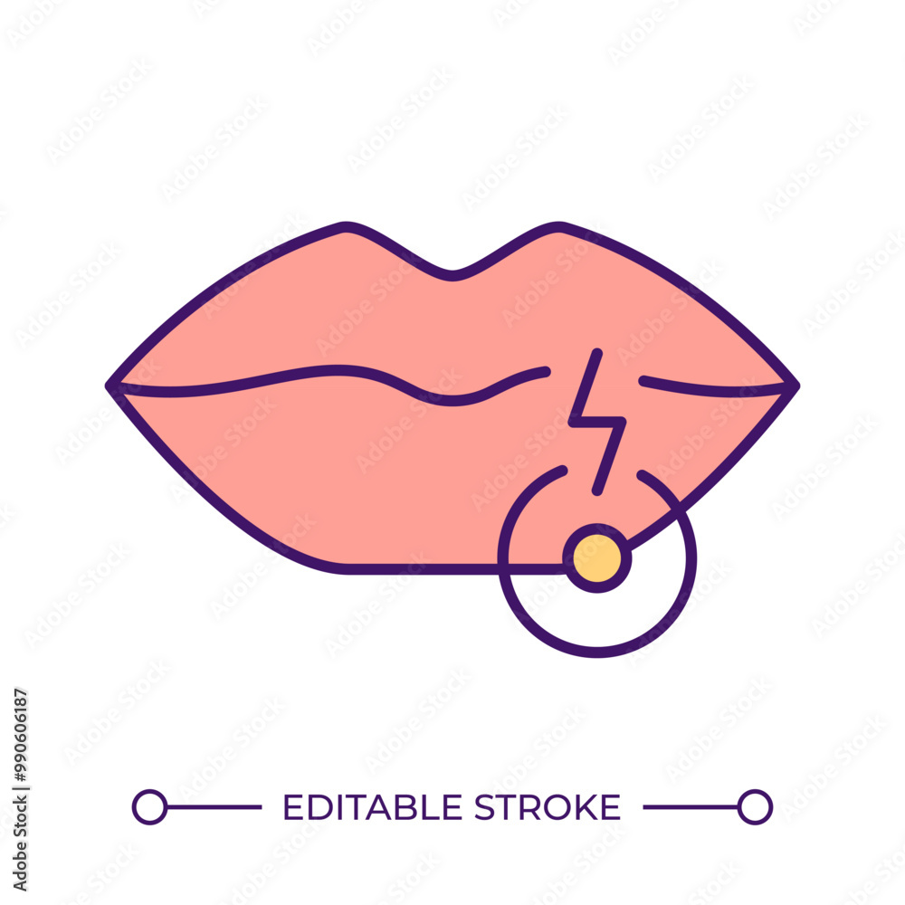 Herpes RGB color icon. Cold sore. Viral infection symptom. Lips blister ...