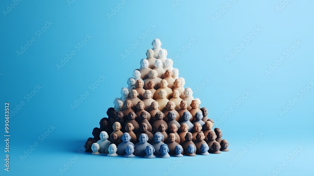 1. **Create a 3D clay render of a population pyramid illustrating ...