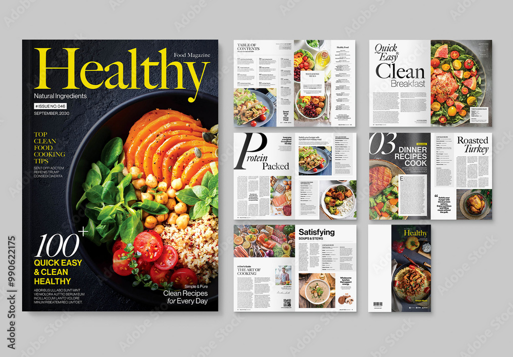 Food & Cooking Magazine Layout Stock Template | Adobe Stock