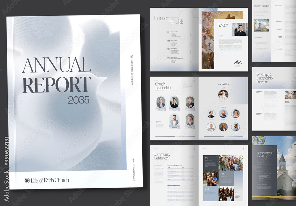 Church Annual Report Layout Stock Template | Adobe Stock