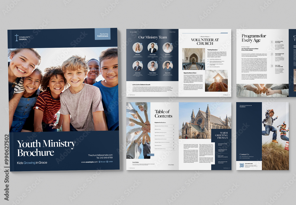 Youth Ministry Brochure Layout Stock Template | Adobe Stock