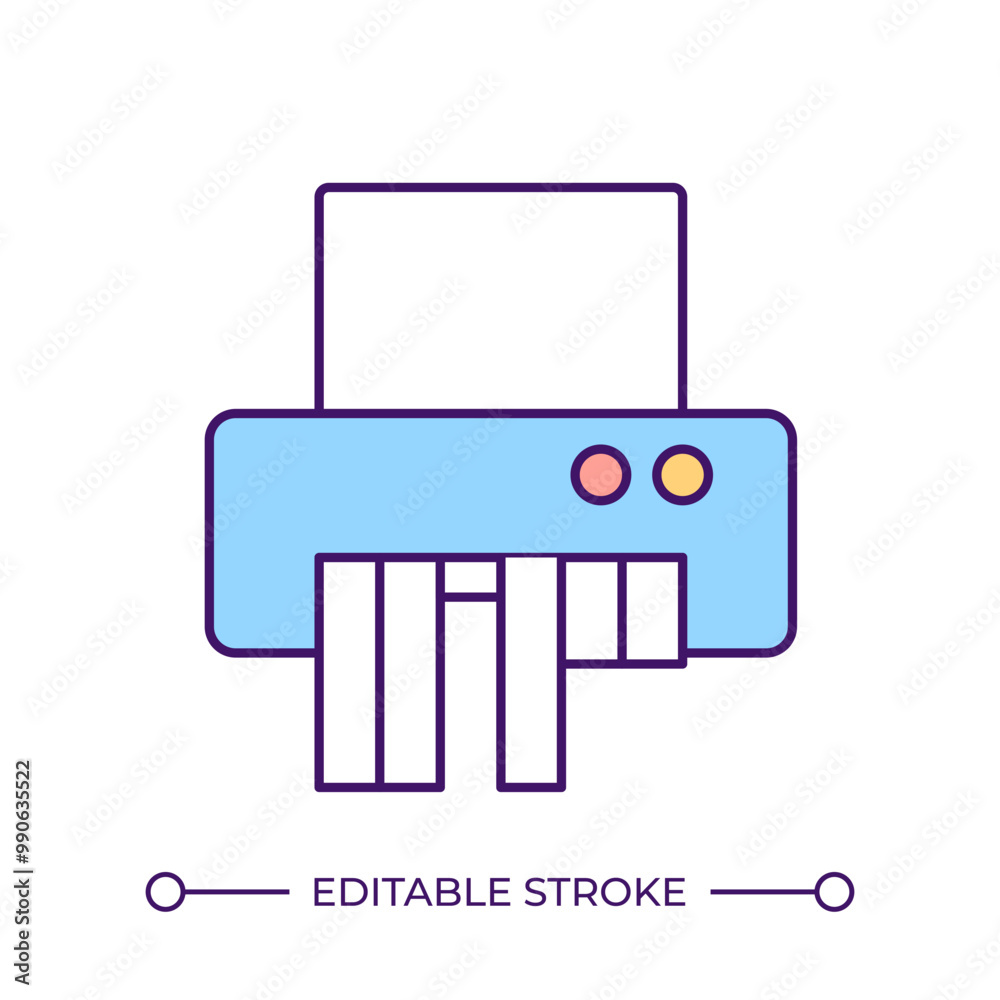 Paper shredder RGB color icon. Office equipment. Dispose confidential ...