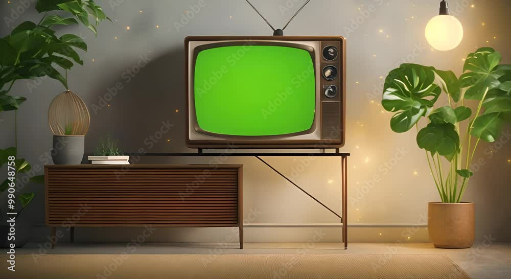 Tv screen blank mockup old vintage tv screen green screen use key light ...