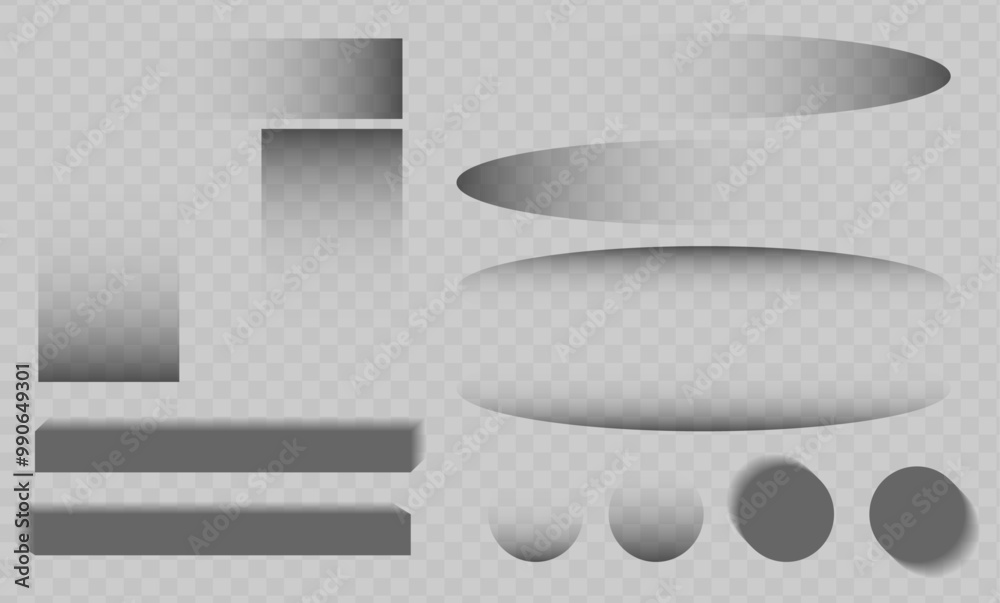 Shadow box paper line vector. 3d page frame divider set. Isolated ...