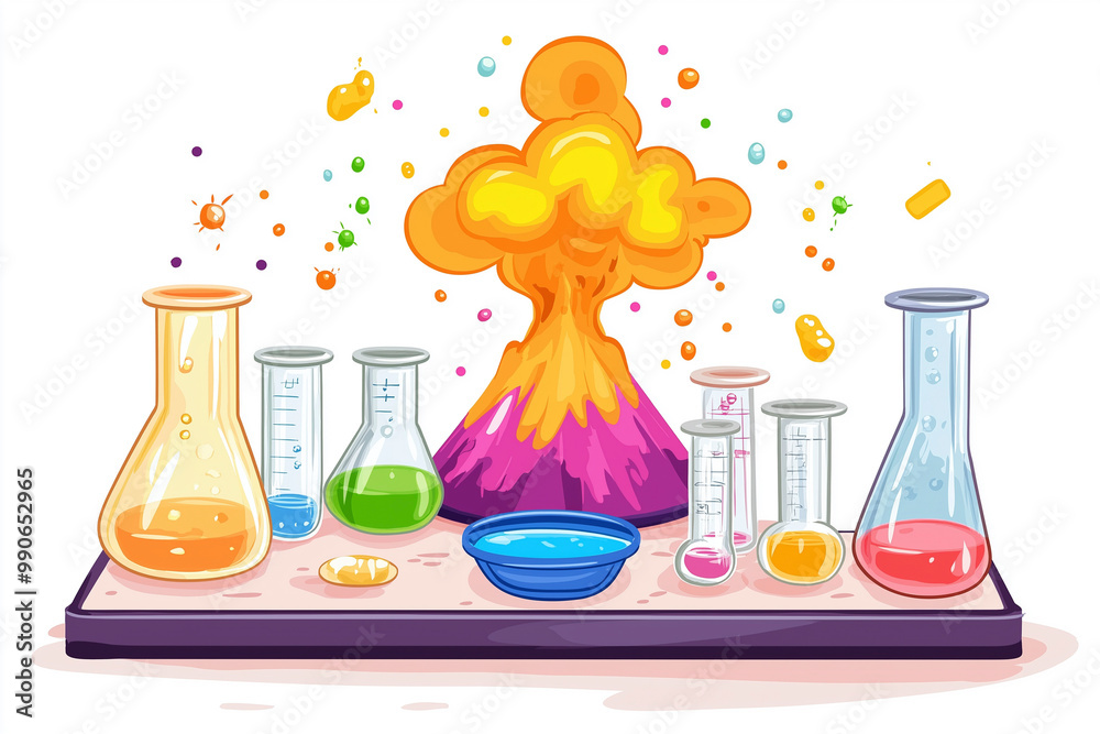 Engaging science kit design for kids featuring lab dishes, test tubes ...