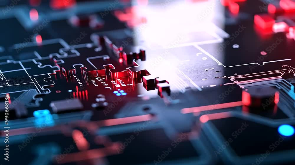 API integration concept depicted with digital puzzle pieces ...