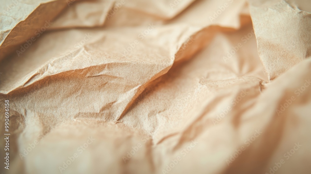The background features a detailed view of wrinkled brown paper with ...