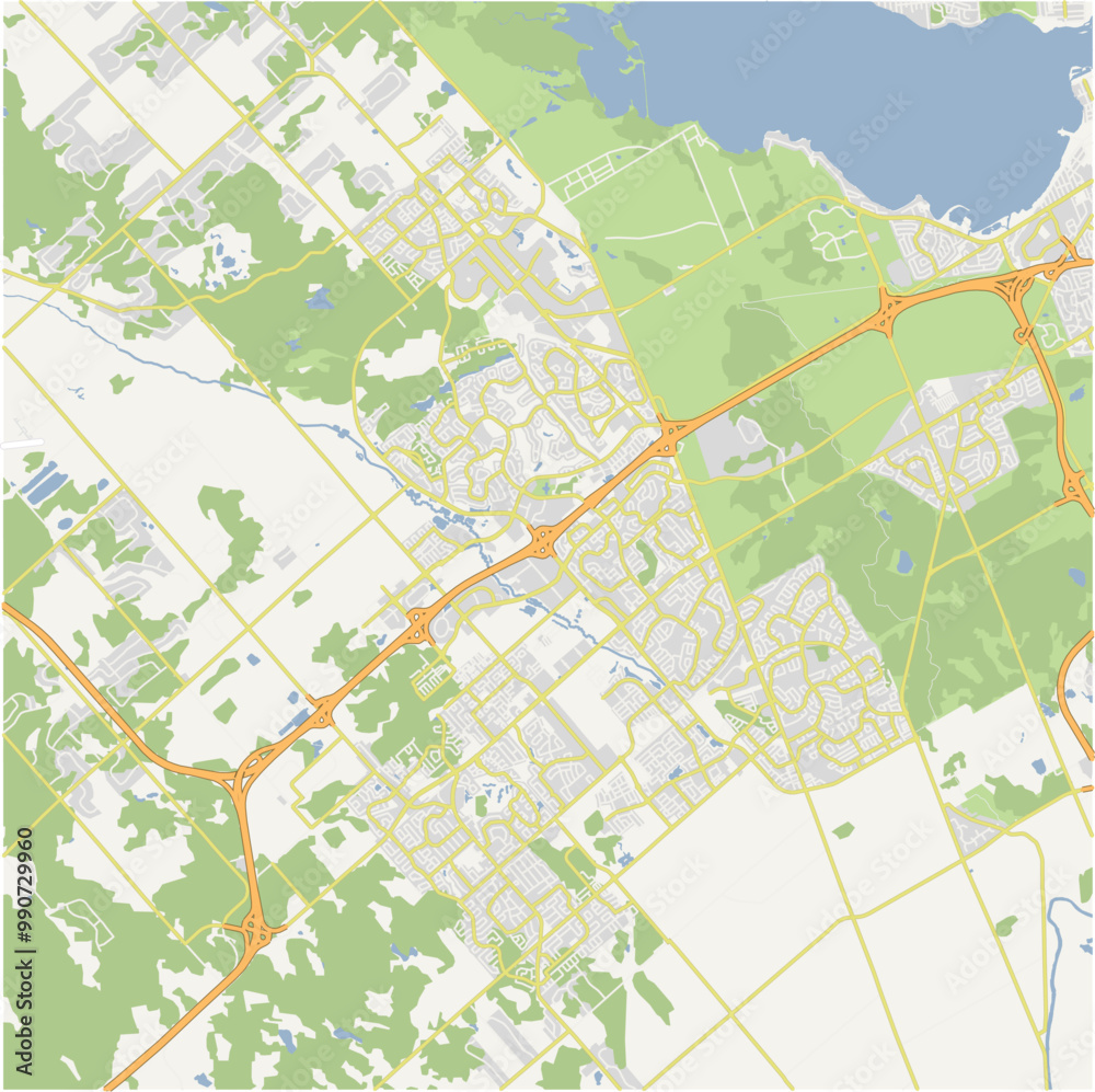 Map of Kanata in Canada in a normal road map style. Contains layered ...
