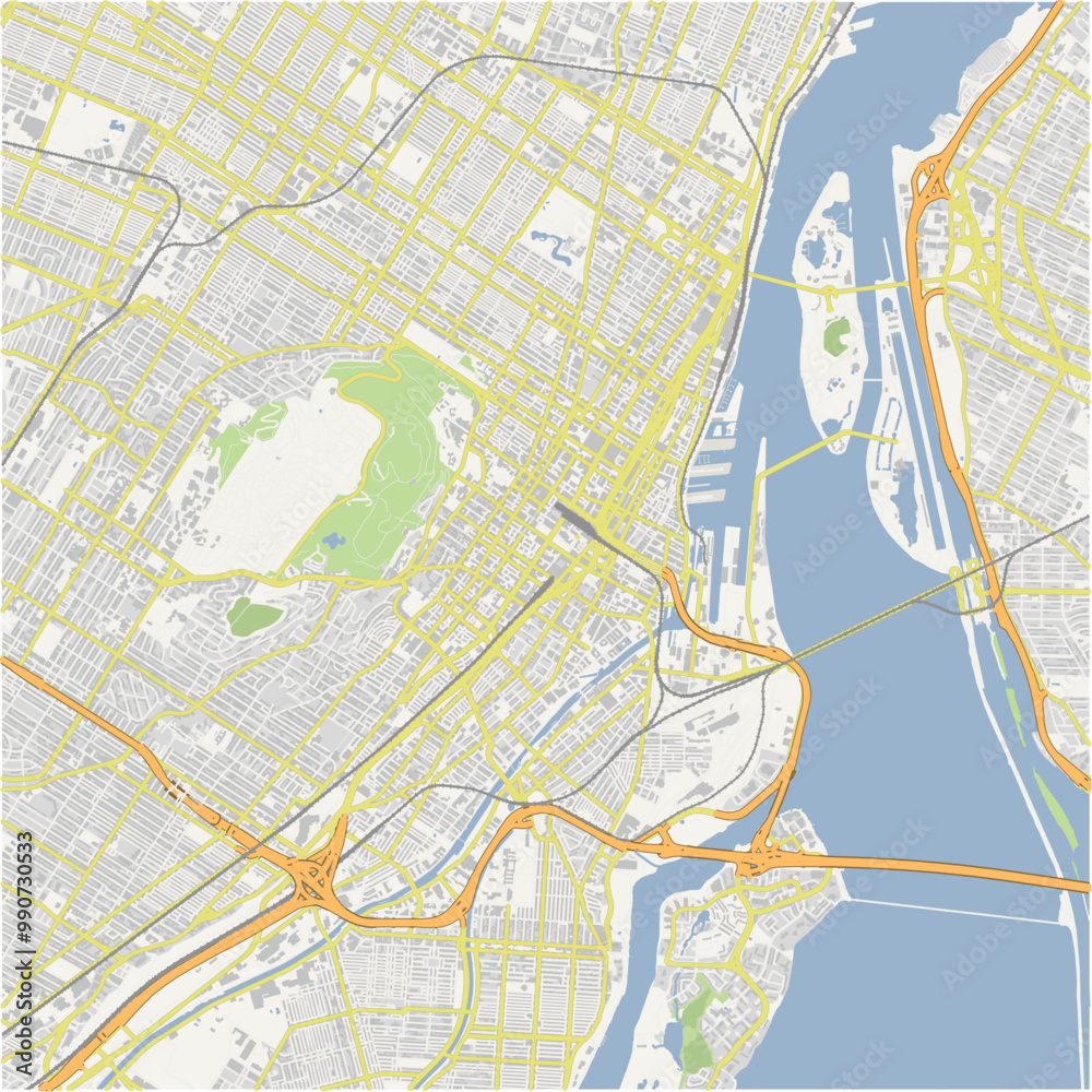 Map of Montreal Center in Canada in a normal road map style. Contains ...