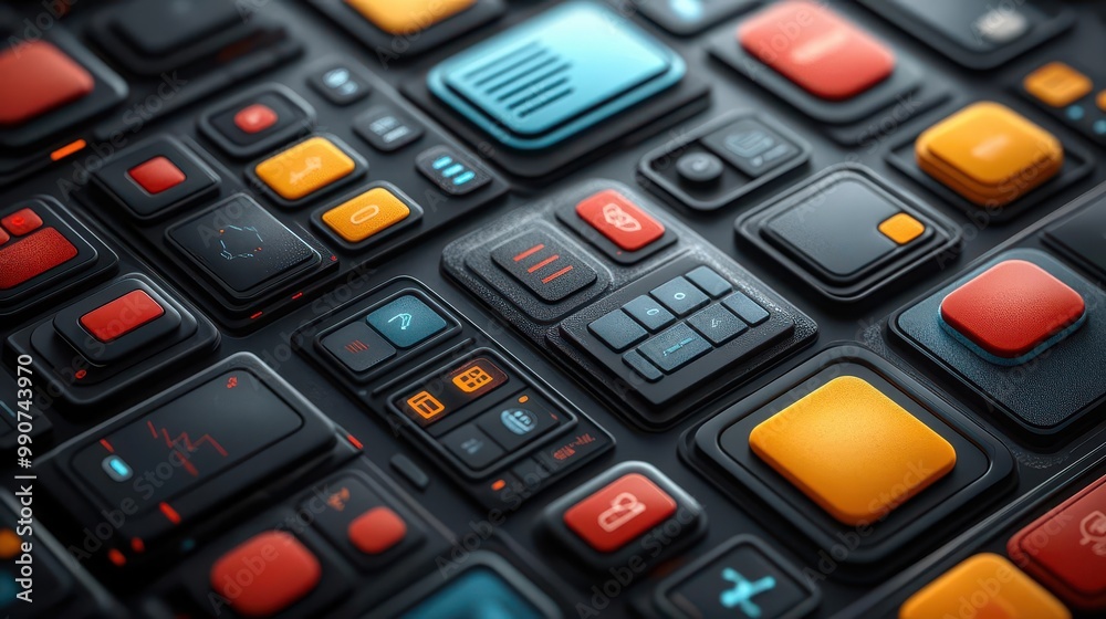 clean minimalist interface buttons for digital tool vector design with ...