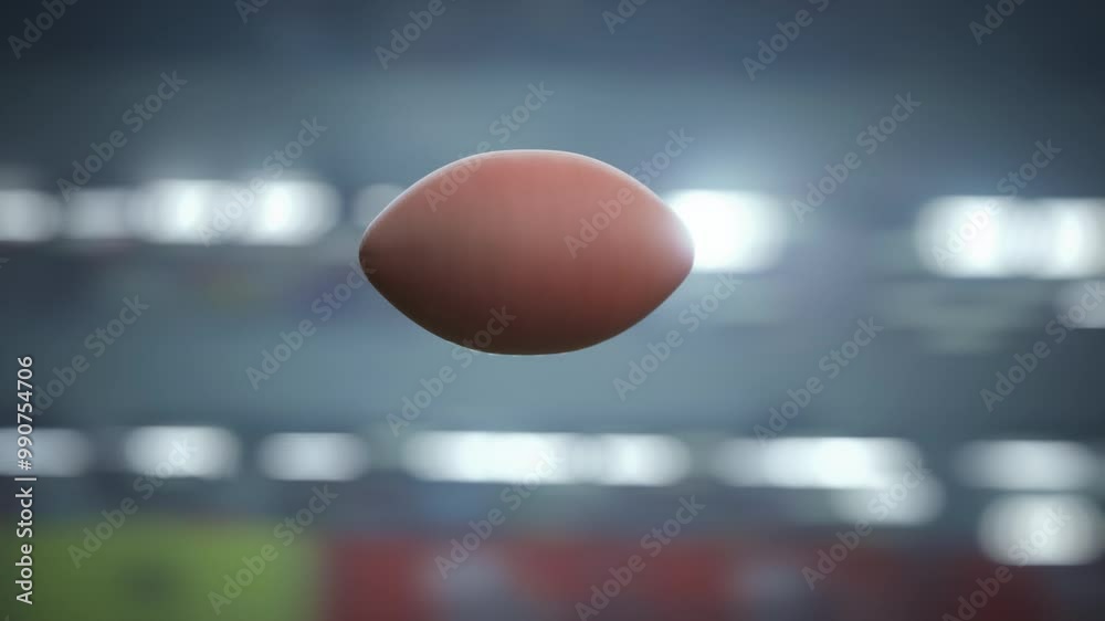 Cinematic American Football Flying Through Stadium Air, Winning Moment ...