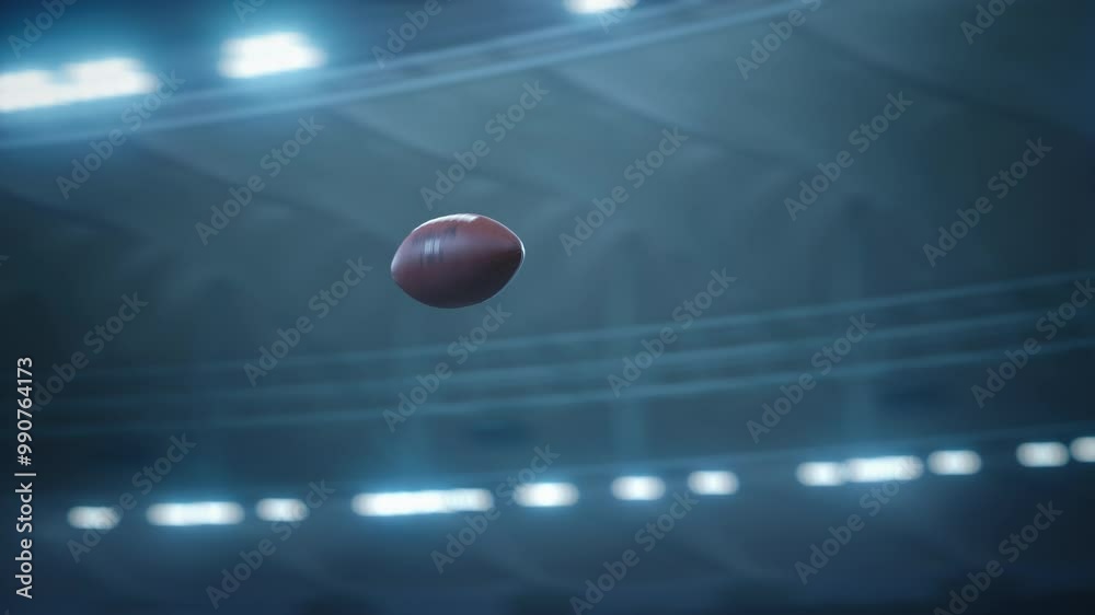 Cinematic Slow-motion Footage of an American Football Ball Flying ...