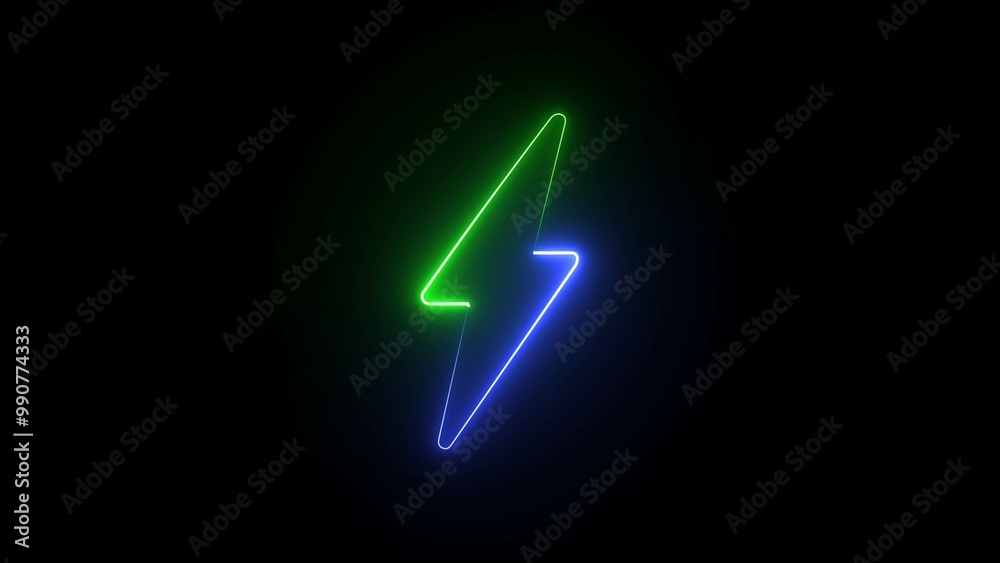 Glowing neon Charging icon, power icon and battery charging electronic ...