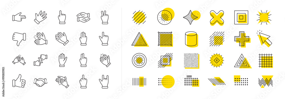 Handshake, Clapping hands, Victory. Design shape elements. Hand ...