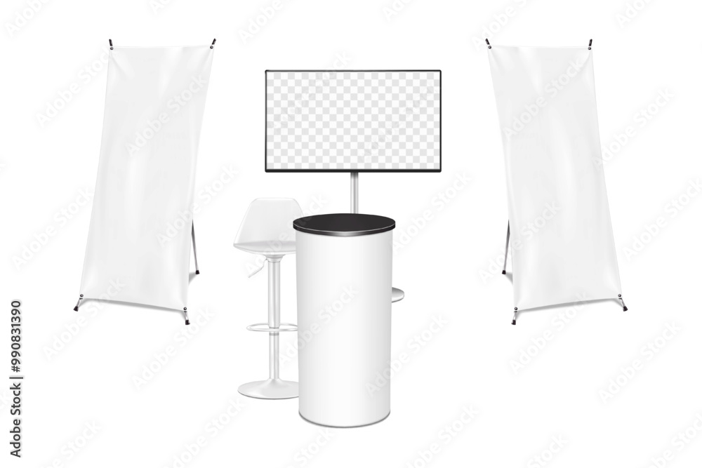Trade show booth display kit mock-up. Expo tradeshow set template ...