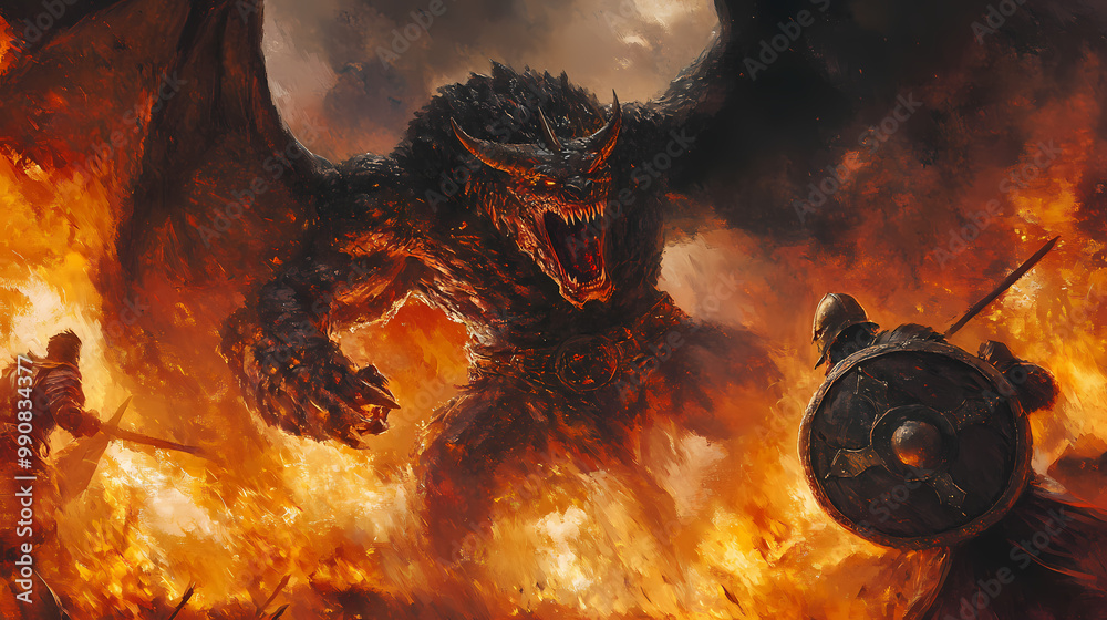 Myth of beowulf battling grendel ancient anglosaxon epic dark and ...