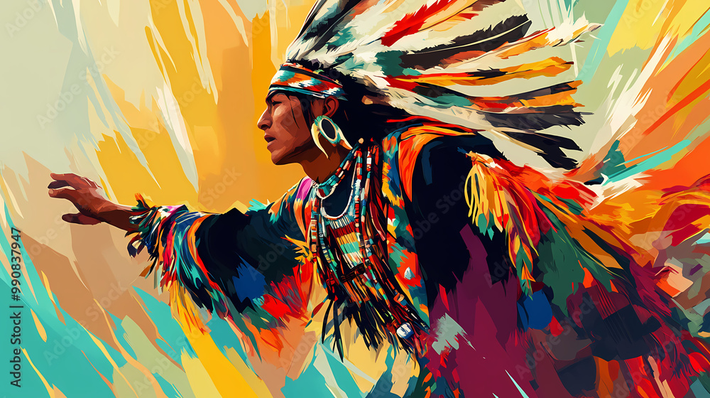 Native american pow wow - generative ai. native american. illustration ...