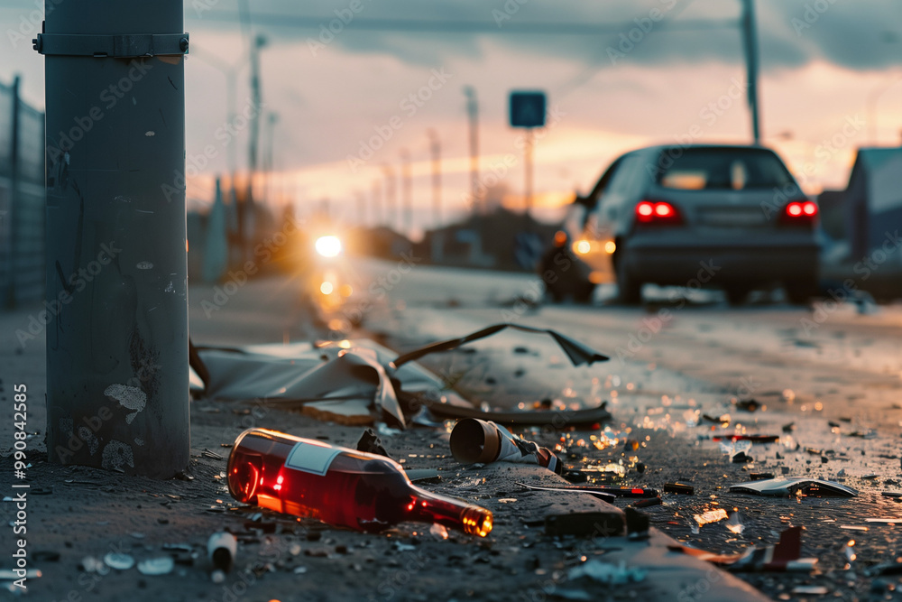Alcohol Driving causes car crash on urban street emphasizing risks of ...