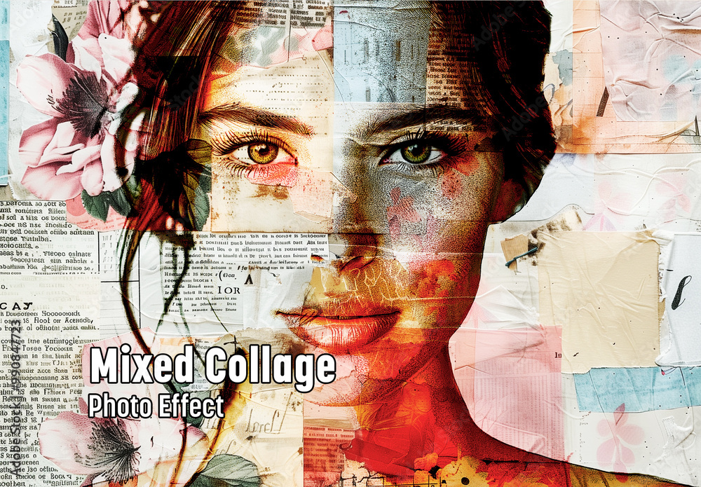 Mixed Collage Effect with Ai Elements Stock Template | Adobe Stock