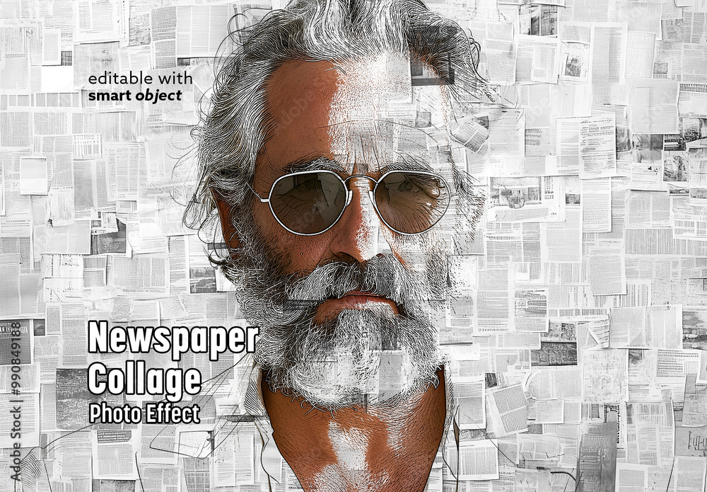 Newspaper Collage Effect with Ai Elements Stock Template | Adobe Stock