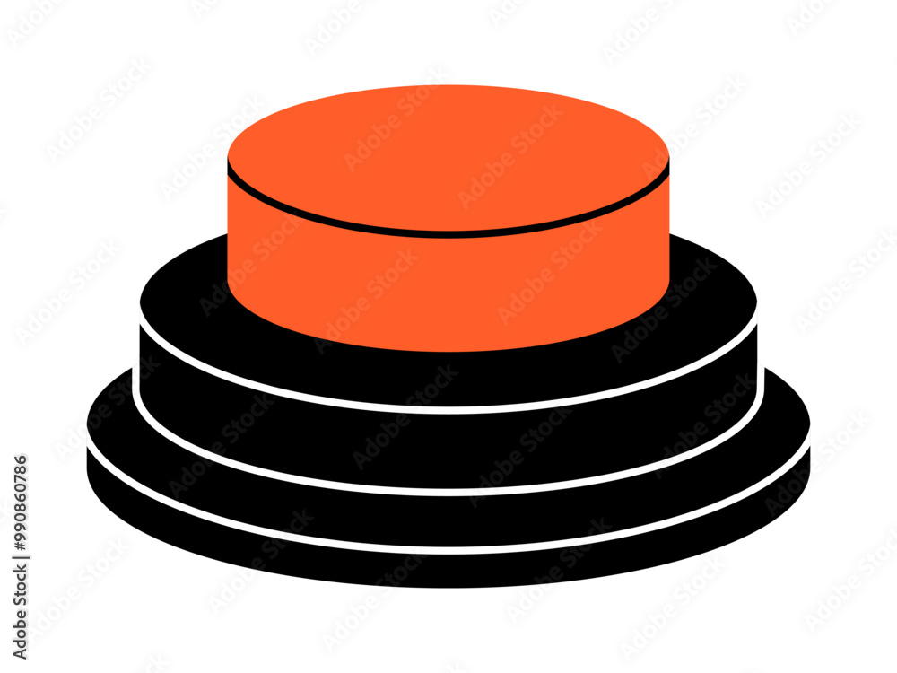 Hand drawn cute cartoon illustration emergency warning red button ...