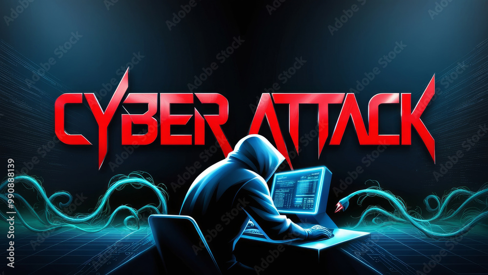 Hacker thief with notebook on dark background. Web security. Cyber ...