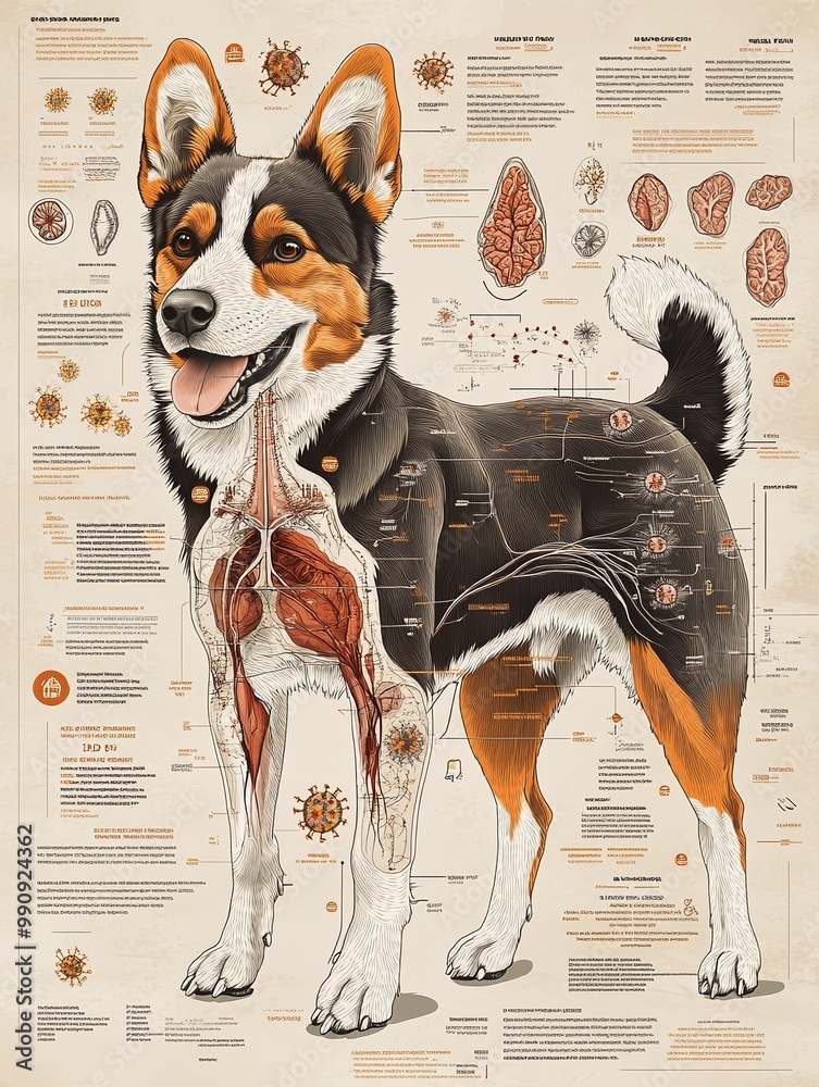 an educational poster for World Rabies Day showing the anatomy of a dog ...
