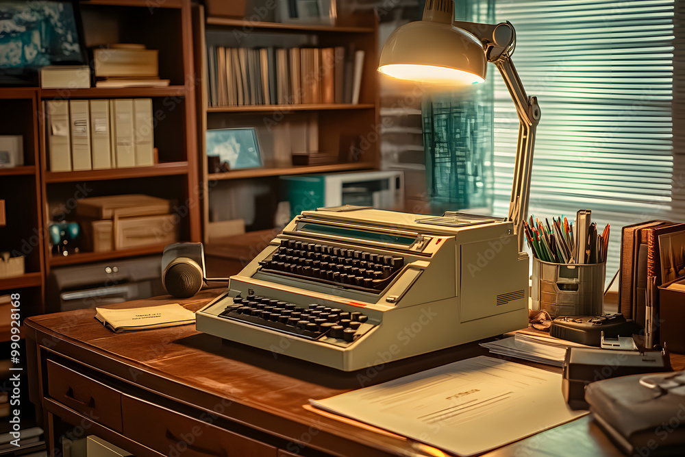 Travel back in time with a vintage office featuring retro technology ...