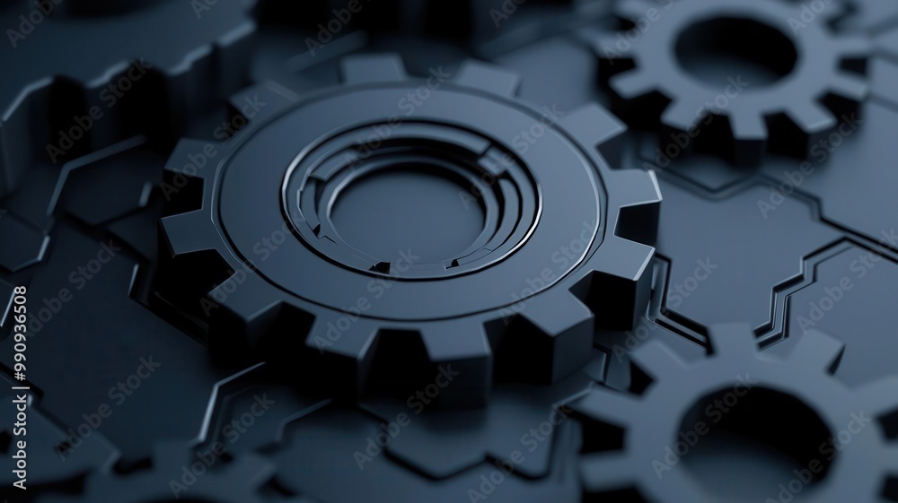 Futuristic mechanical component with hexagonal and circular patterns ...