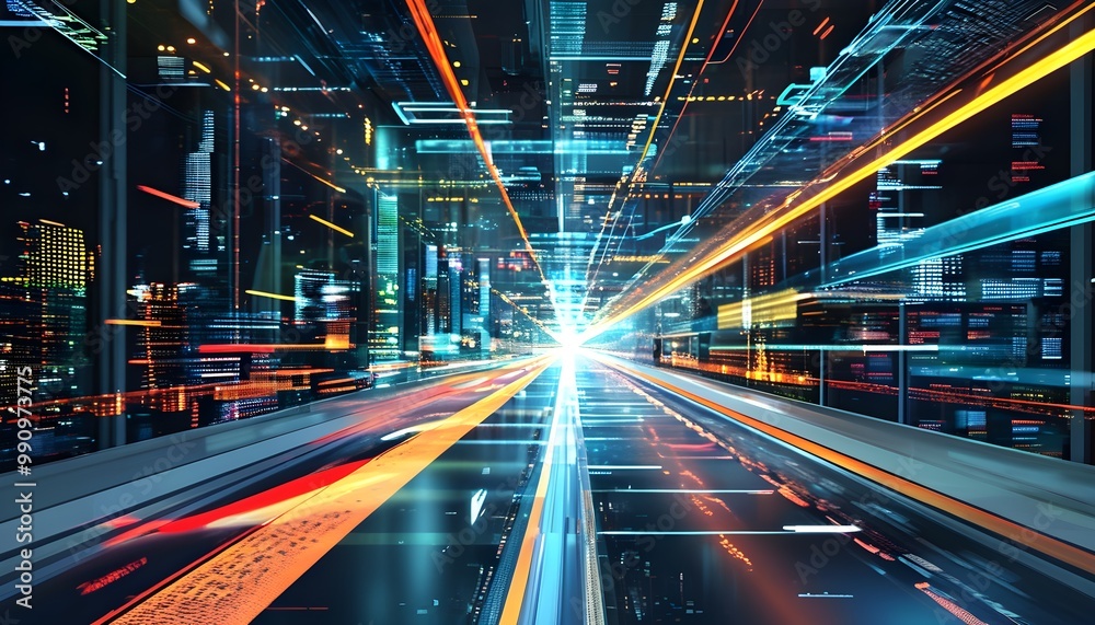 Futuristic Digital Highway Representing Innovation, Data Flow ...