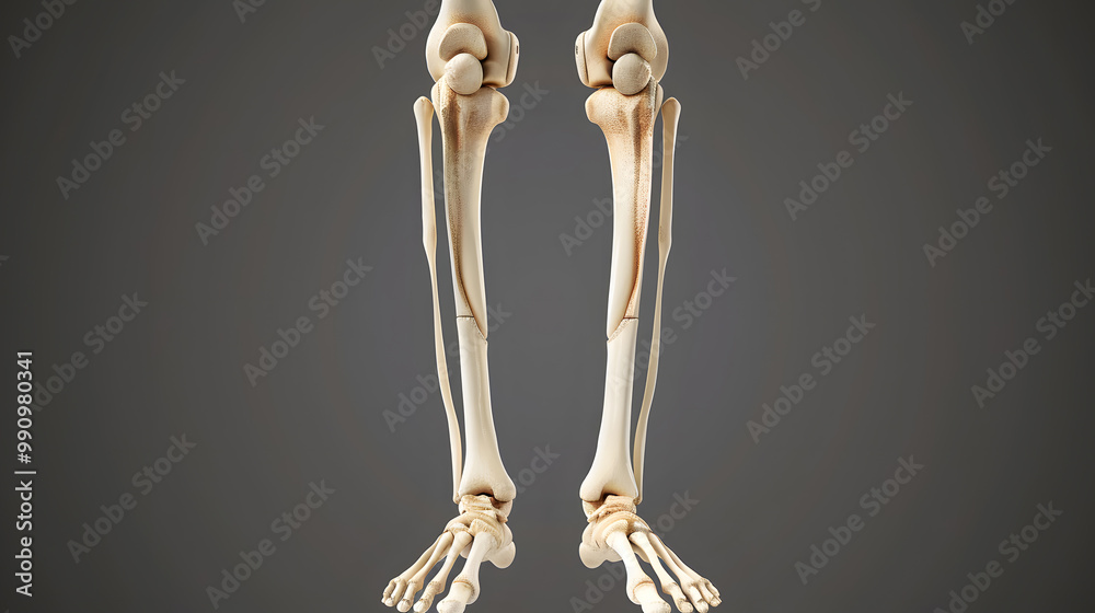 Human Skeleton System Tibia and Fibula Bone Joints Anatomy. generative ...