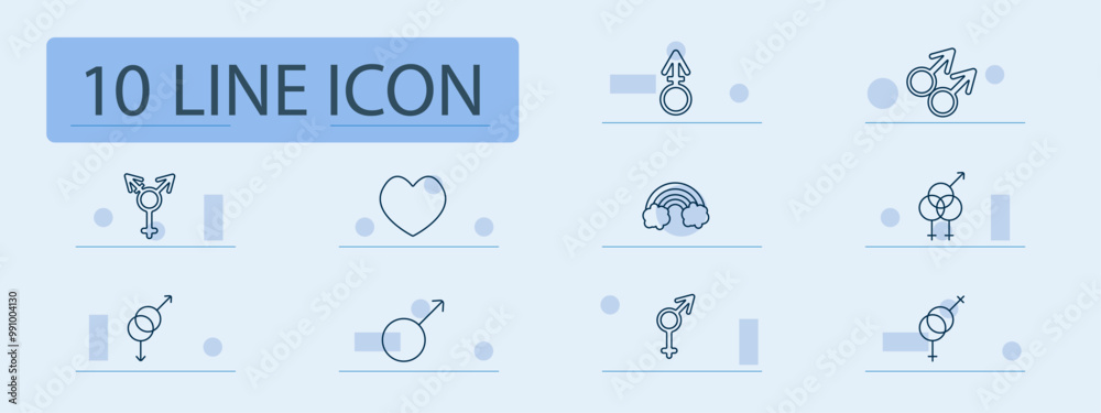 Gender and diversity set icon. Male and female symbols, transgender ...