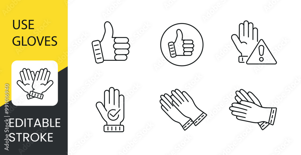 Using gloves to Protect hands before using polyurethane foam, vector ...