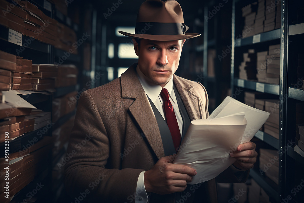 Generative AI illustration of secret agent spy person classic spy movie ...