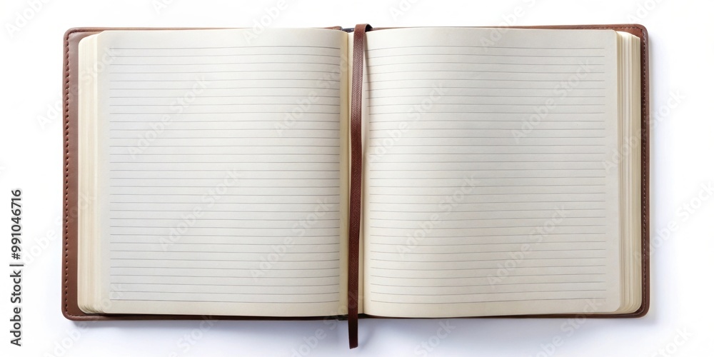 Blank open diary with clean white page for personal journaling or note-taking, diary, notebook ...