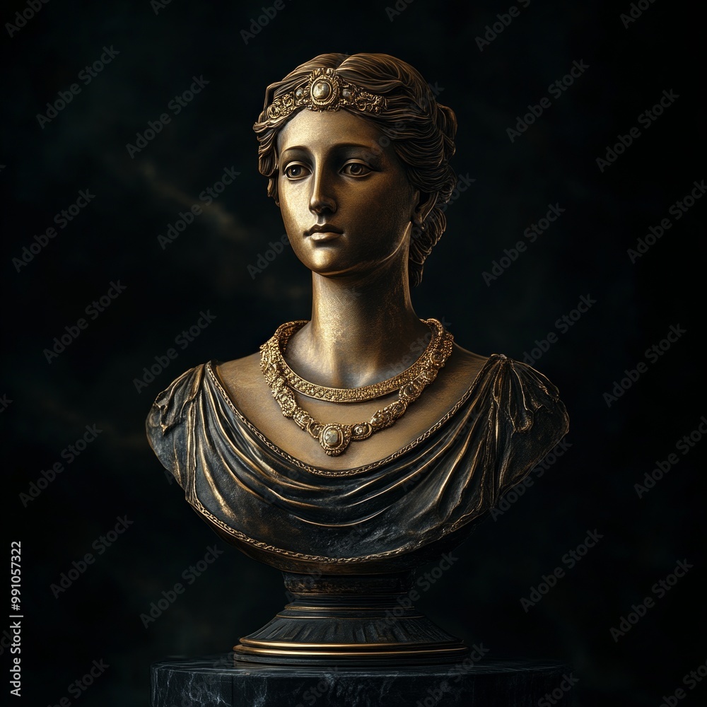 A beautifully detailed bust of a noblewoman captures the elegance of ...