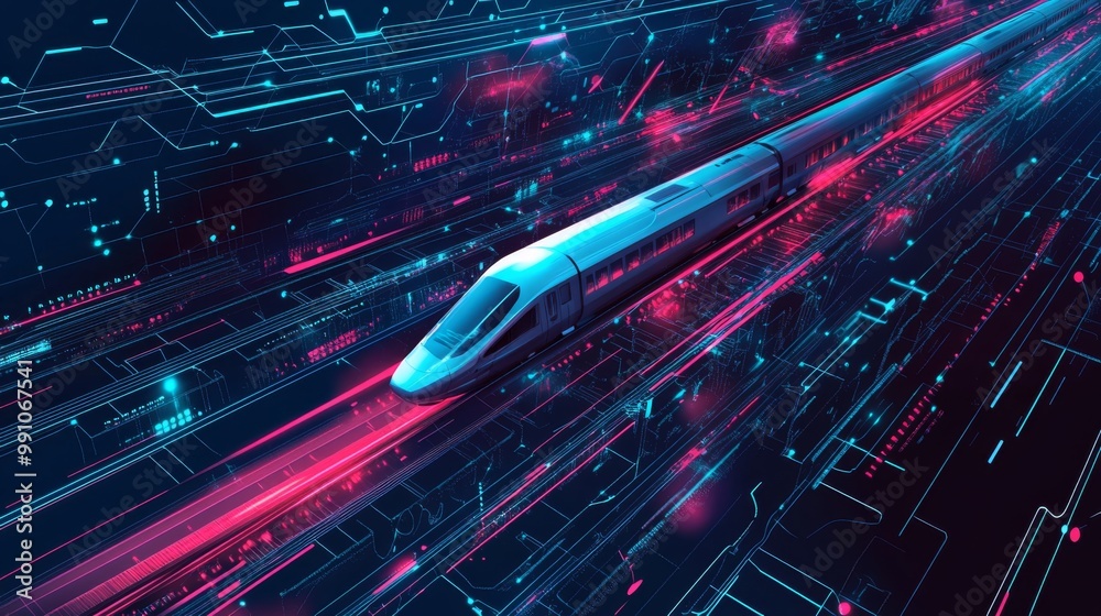 An infographic-style image of a high-speed train system map, featuring ...